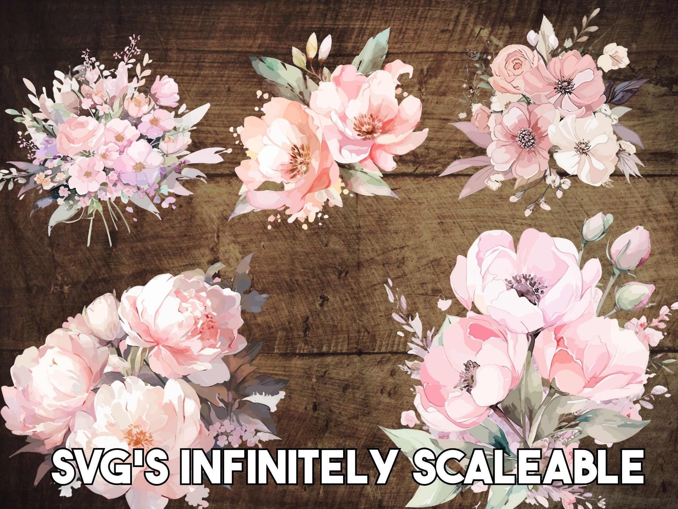 Pink Watercolor Flowers Svg Png Clip Art Watercolor Floral - Etsy México