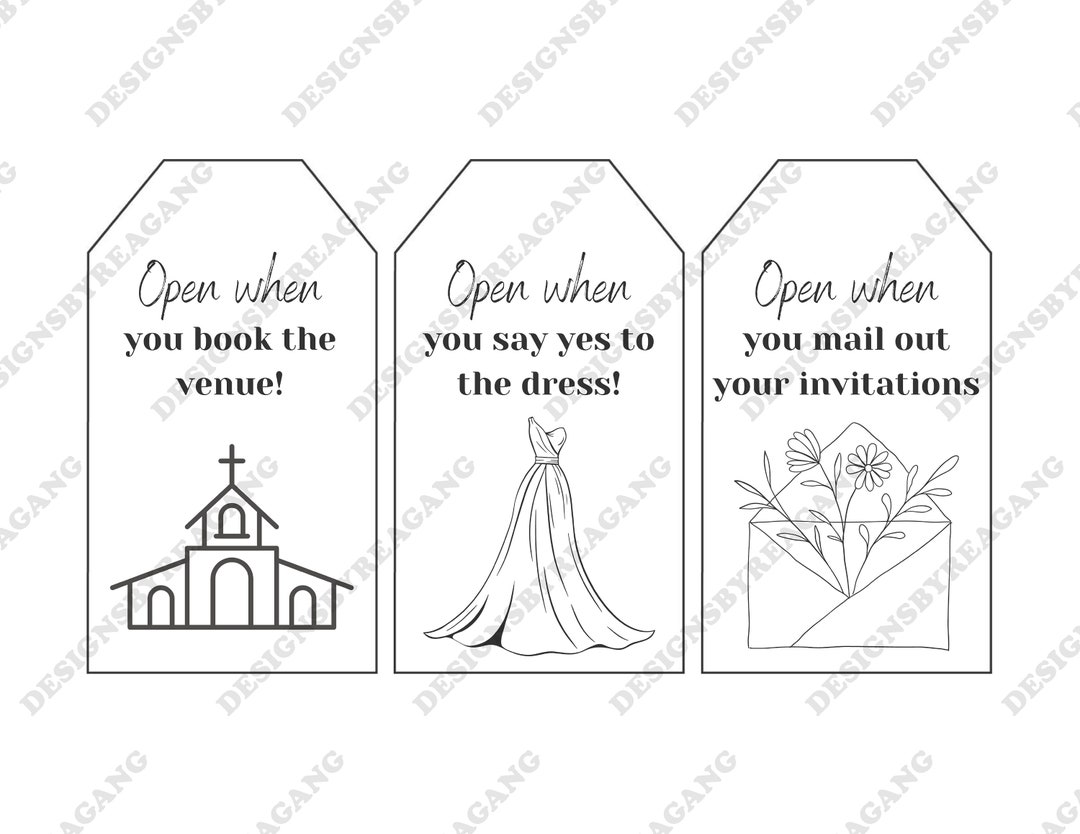 Engagement Wine Tag Gift, Wedding Planning Milestone (digital Download ...
