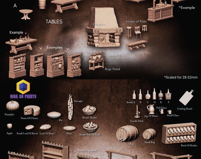 Tavern Bar Dnd Furniture Bundle 2, Miniature Terrain, Dungeons and ...