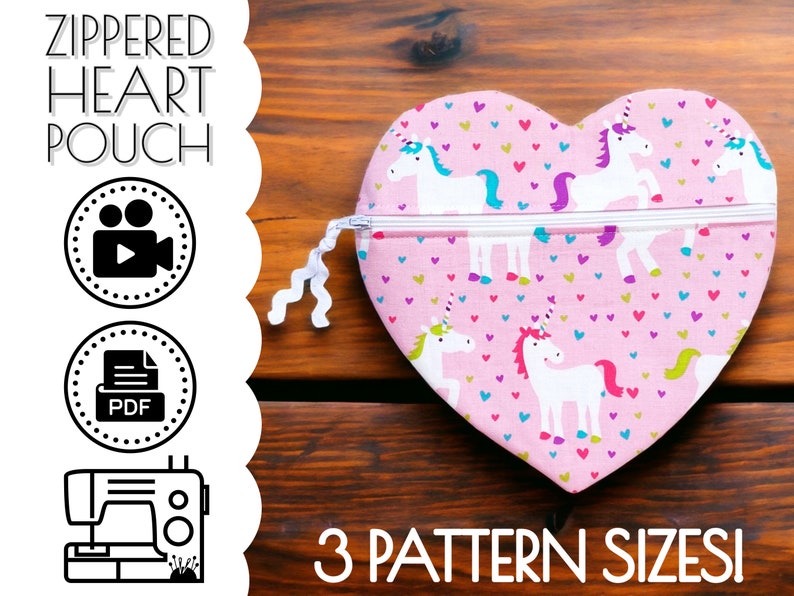 Zippered Heart Pouch or Purse Sewing Pattern & Tutorial | DIY How to ...