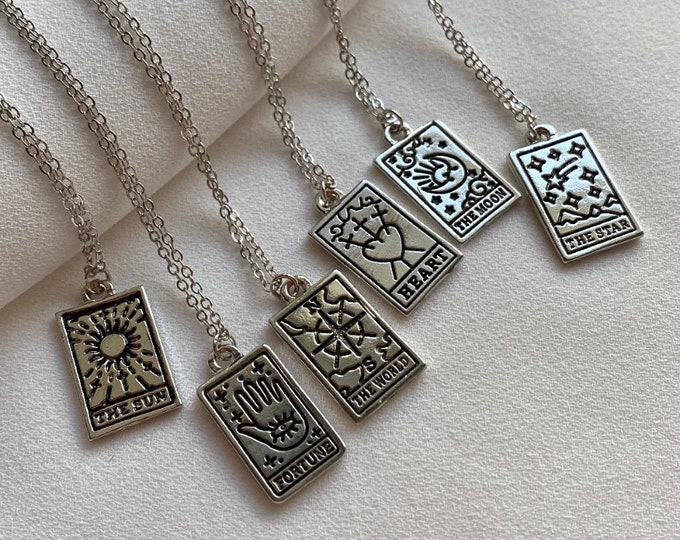 Tarot Card Necklace, Moon Necklace, Tarot Card Jewelry, Pendant ...