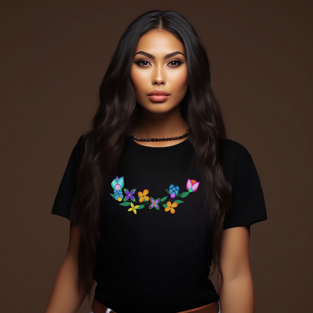 Indigenous Owned Woodland Floral T-shirt: Woodland Wildflowers Ojibwe ...