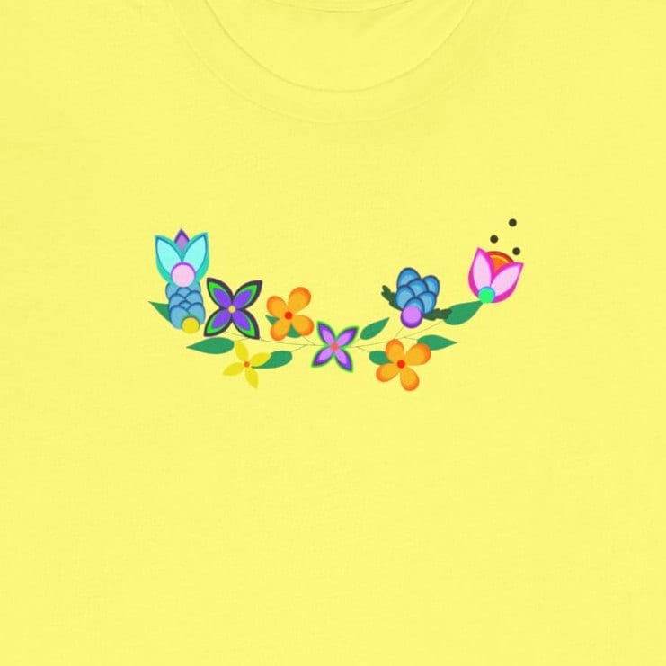 Indigenous-owned Canadian Floral Neck Pattern T-shirt | Woodland Cree ...