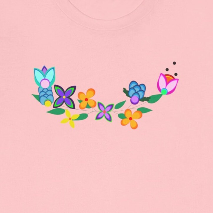 Woodland Floral Neck Pattern T-shirt, Ojibwe Flower Shirt, Cree T Shirt ...