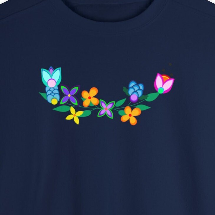 Ojibwe Floral Bouquet, Woodland Floral Neck Pattern Sweatshirt ...