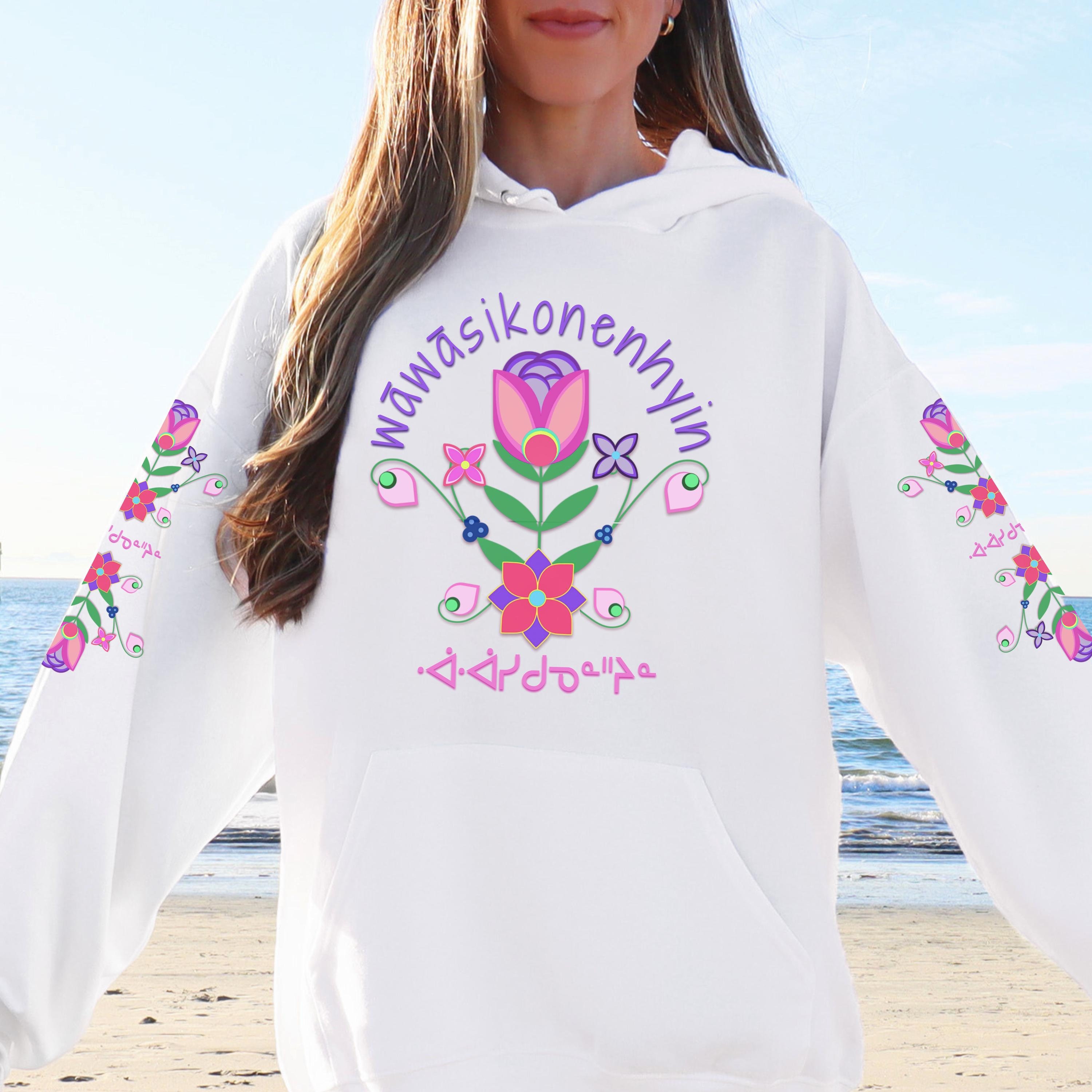 Tulip Blossom Hoodie Featuring Ojibwe Floral Design With the ...