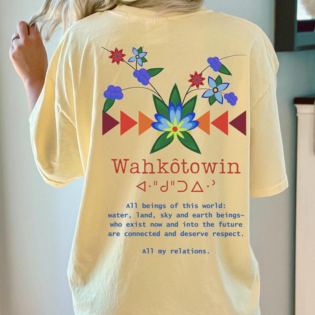 Wahkôtowin T-shirt – Indigenous Floral Tee | Cree Language Clothing ...