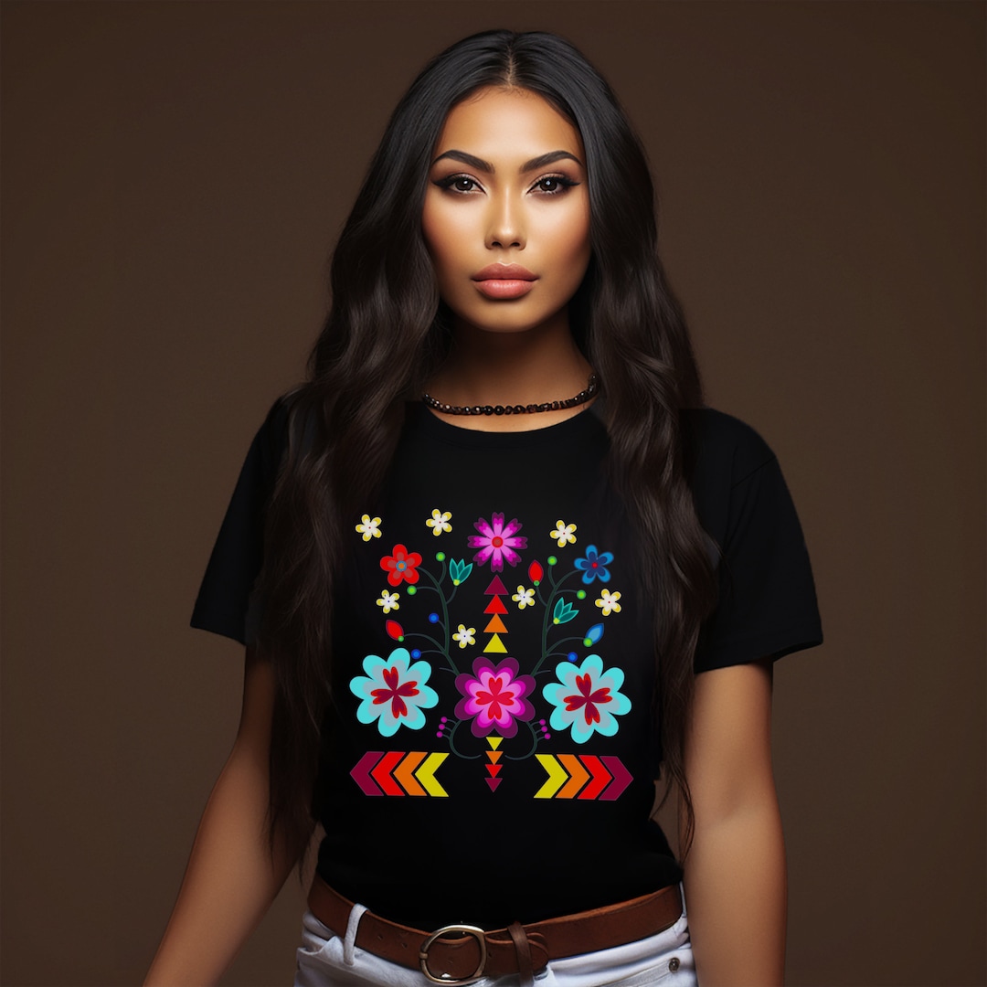 Ojibwe Floral T Shirt: Modern Native Clothing, Métis Flowers and Fire ...