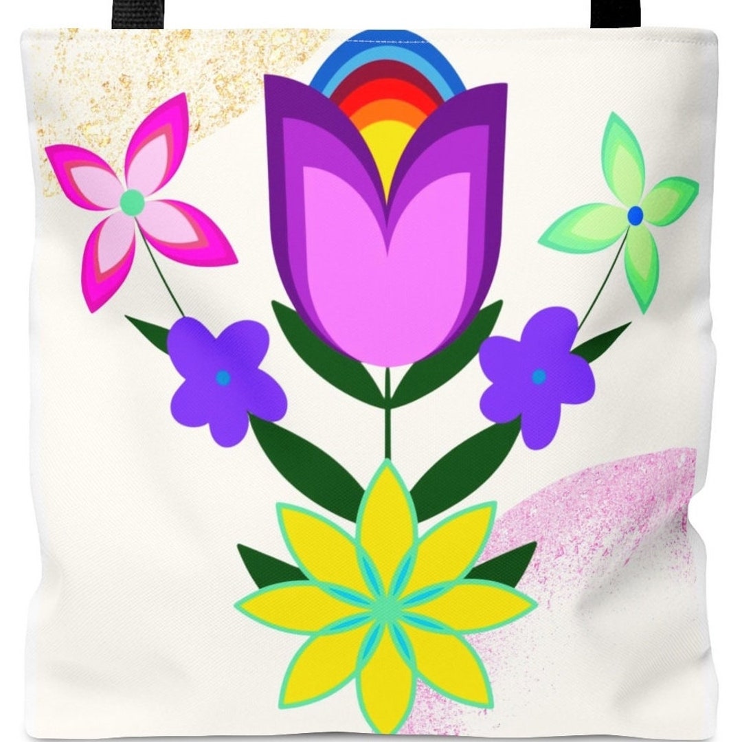 Floral Ojibwe Style Tote Bag: Indigenous Art Travel Tote for Powwow ...