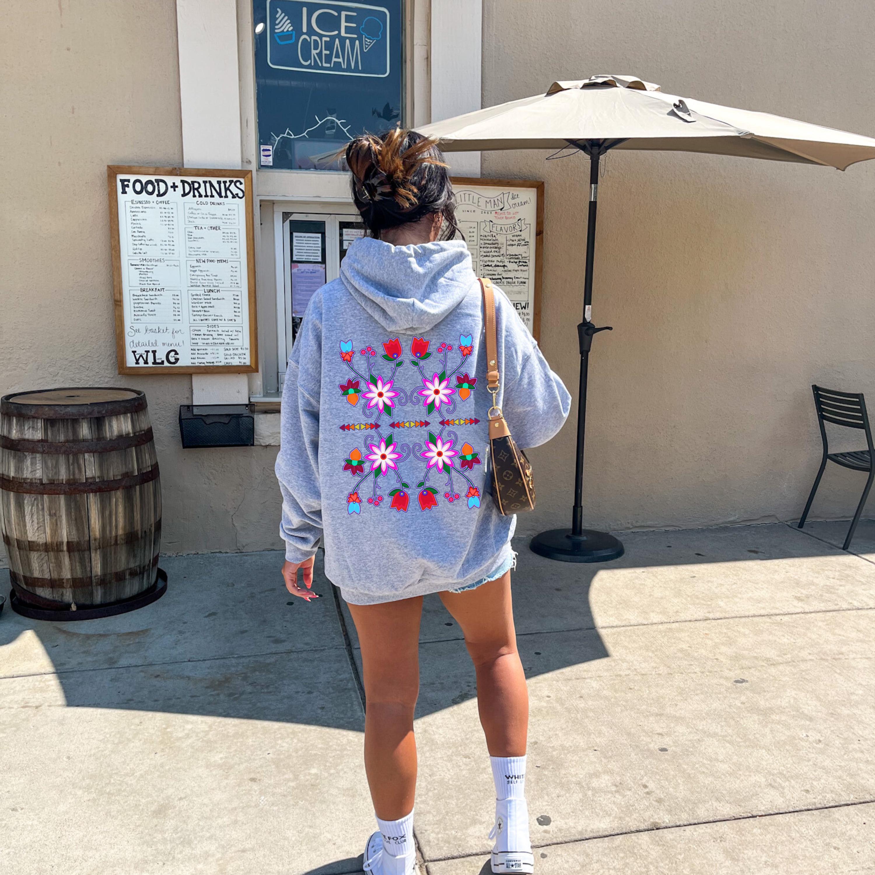Indigenous Anishinaabe Floral Hoodie: Unique Tribal Pattern Art Meets ...