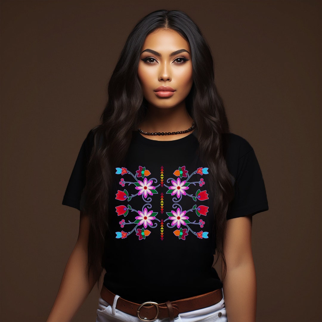 Woodland Floral Indigenous T-shirt: Ojibwe & Cree Design by Native ...