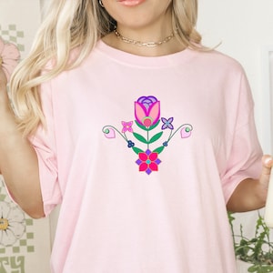 Anishinaabe Floral T-shirt: Indigenous Woodland Design With Tulips and ...