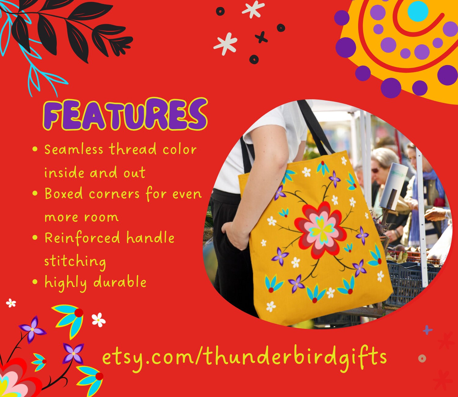 Indigenous Owned Shop, Floral Tote Bag: Native Powwow Bag, Makeup Bag ...