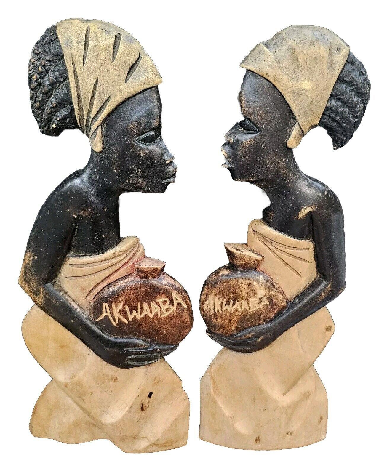 Akwaaba African Women Profile Wall Art Tribal Handmade Signed Pair Folk ...