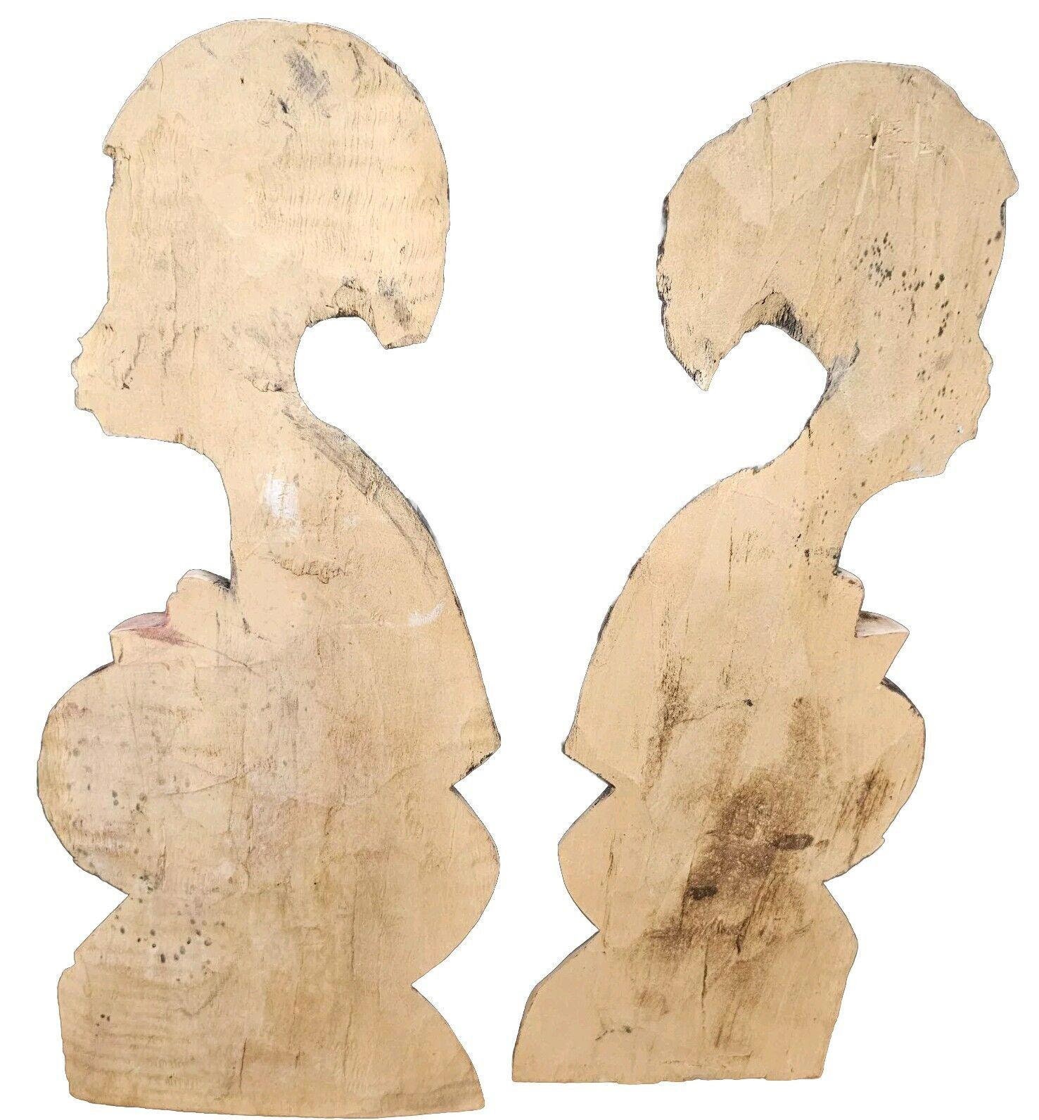 Akwaaba African Women Profile Wall Art Tribal Handmade Signed Pair Folk ...