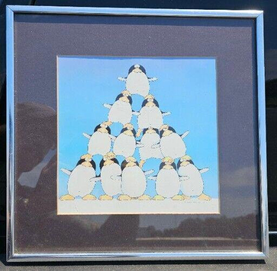 Stewart Moskowitz Penguins Print 14x14 Framed Matted Lithograpgh 1977 ...