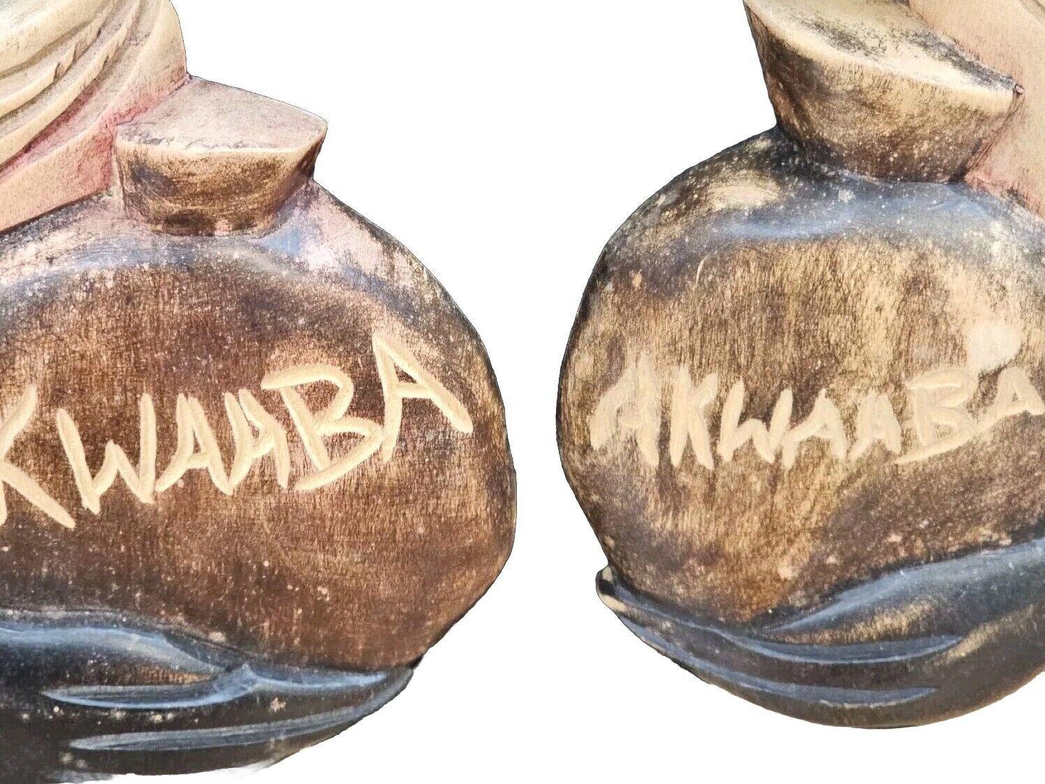 Akwaaba African Women Profile Wall Art Tribal Handmade Signed Pair Folk ...