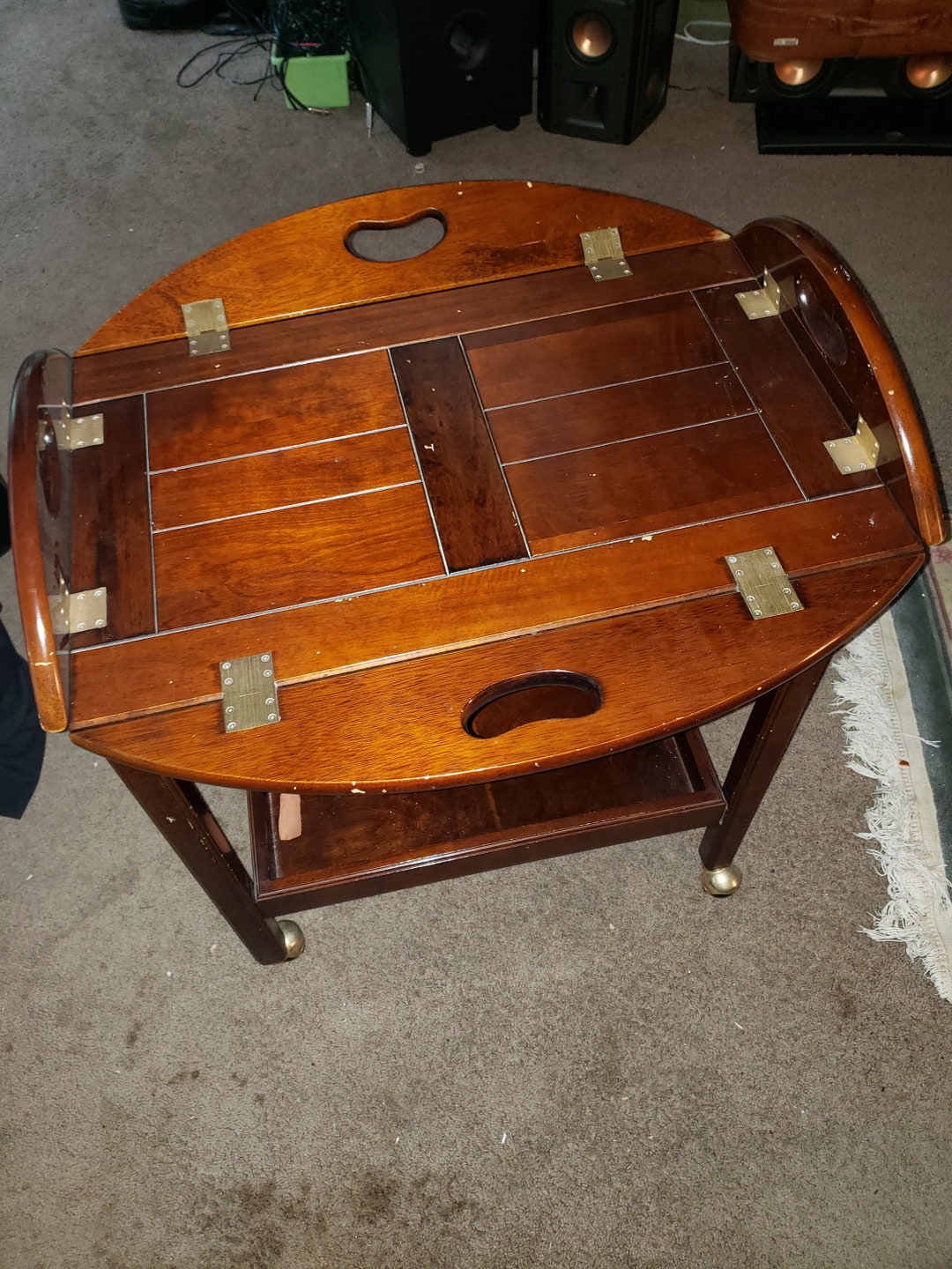Bombay Company Butler Tray Table Removable Tray Top Rolling Wheels ...