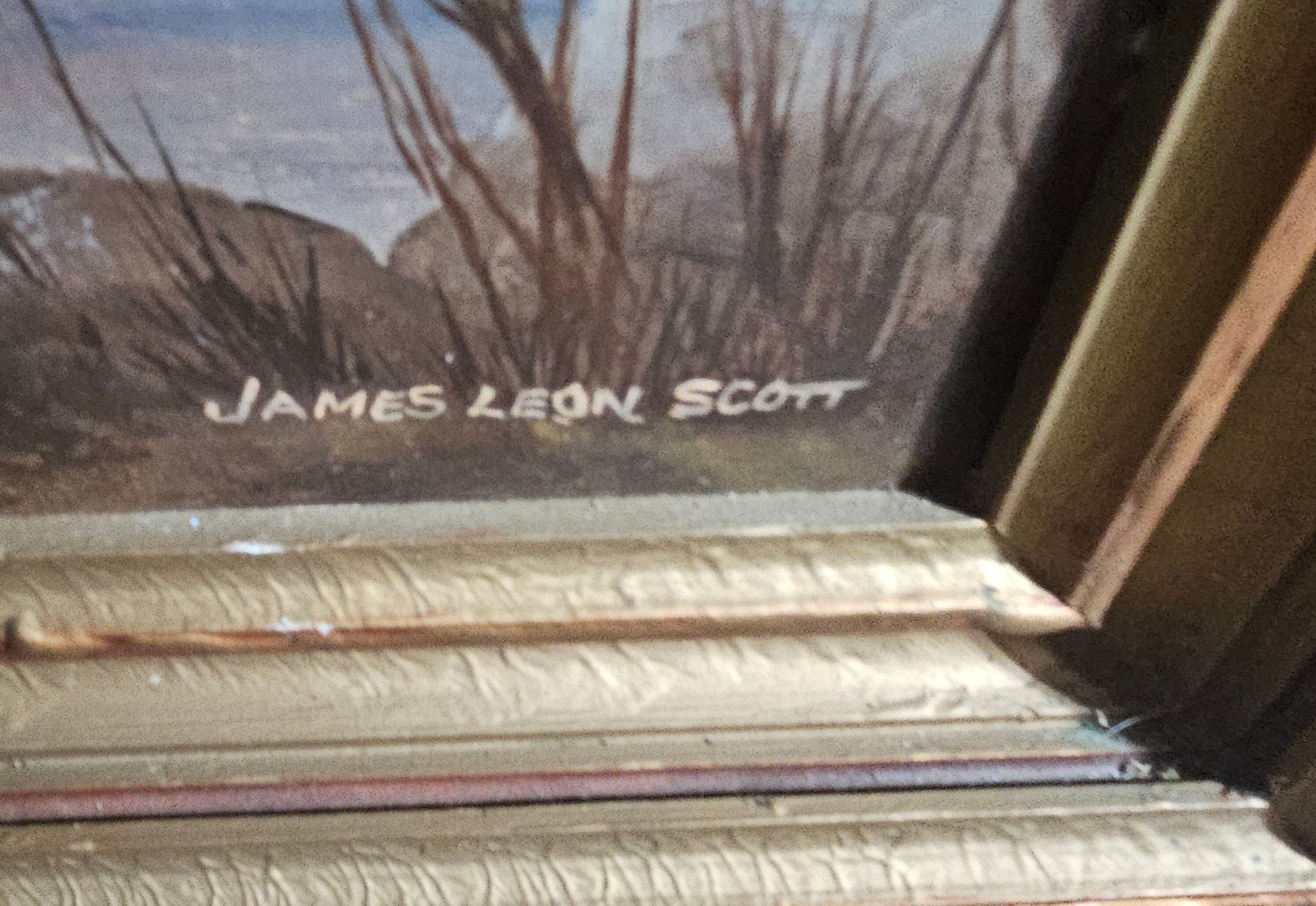 James Leon Scott Fall Landscape Scene Oil on Board Signed Original Late ...
