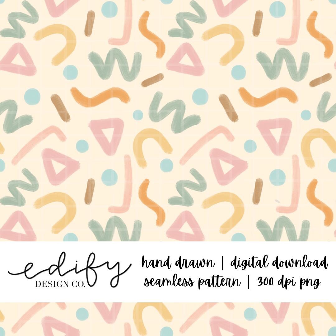 Geometric Shapes | Pastels | Seamless Pattern | Hand Drawn | Digital ...