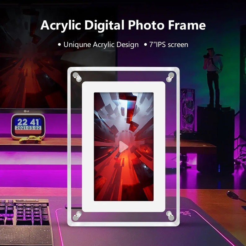 7 Inch Desk Digital Frame Album Video LCD Acrylic Digital Photo Frame ...