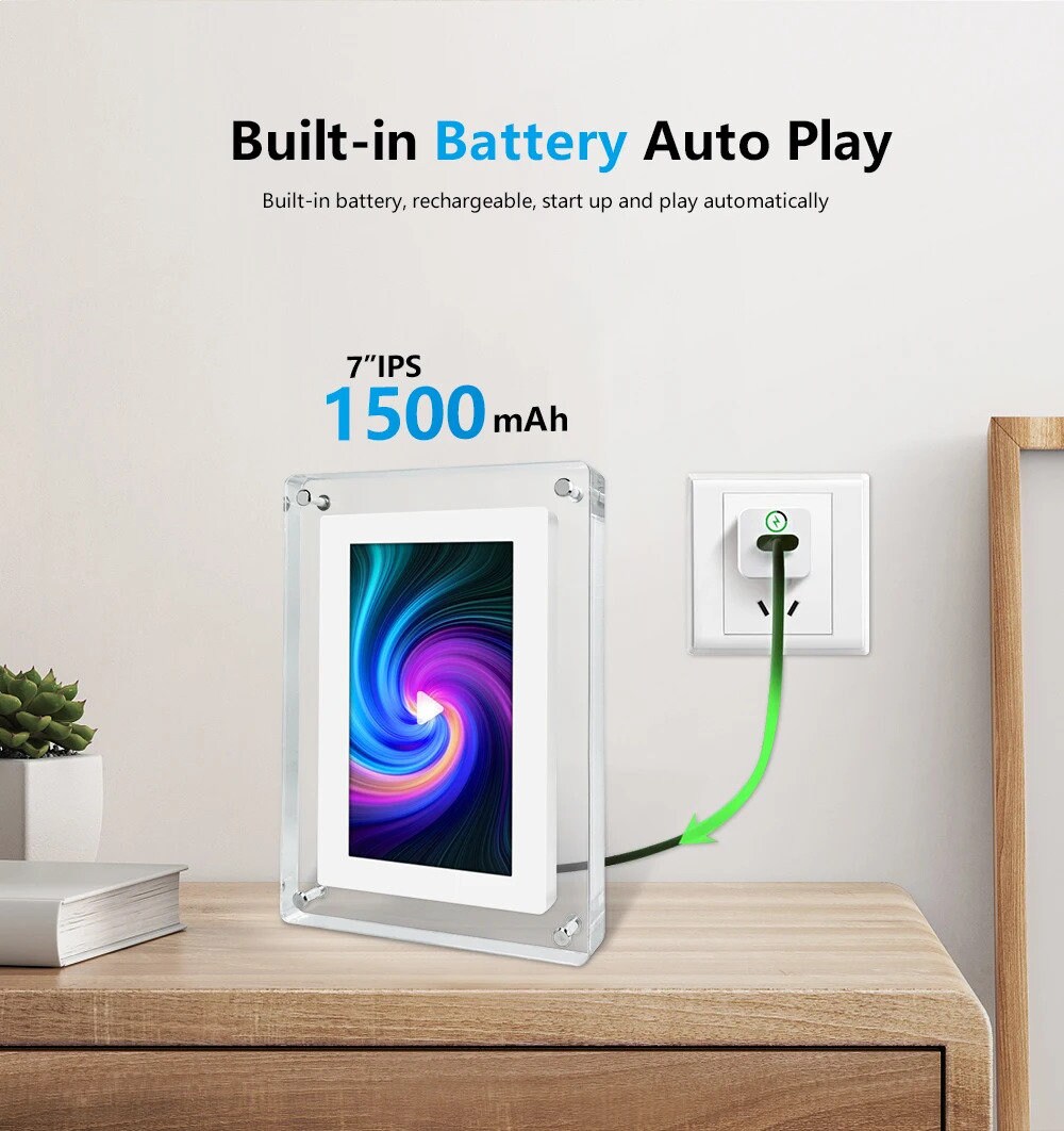 7 Inch Desk Digital Frame Album Video LCD Acrylic Digital Photo Frame ...