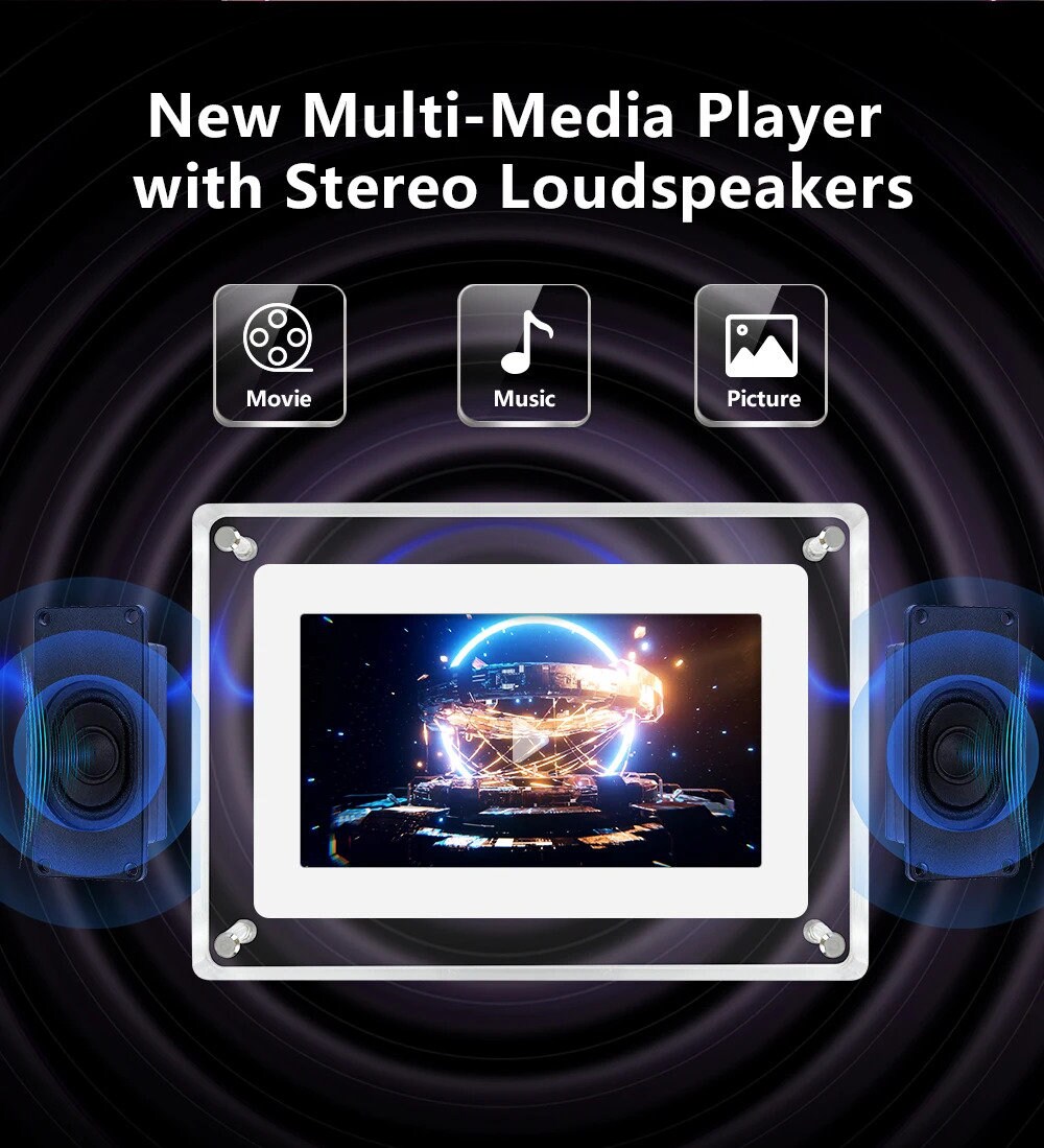 7 Inch Desk Digital Frame Album Video LCD Acrylic Digital Photo Frame ...