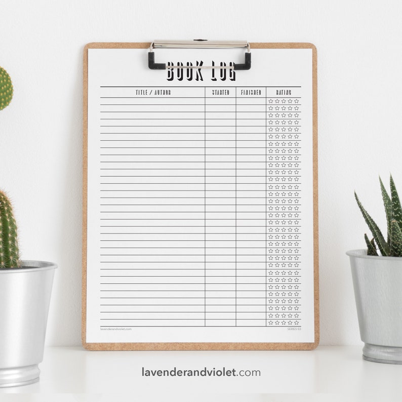 Book Log, Printable PDF, Track Your Reading and Rate Each Book, Book ...