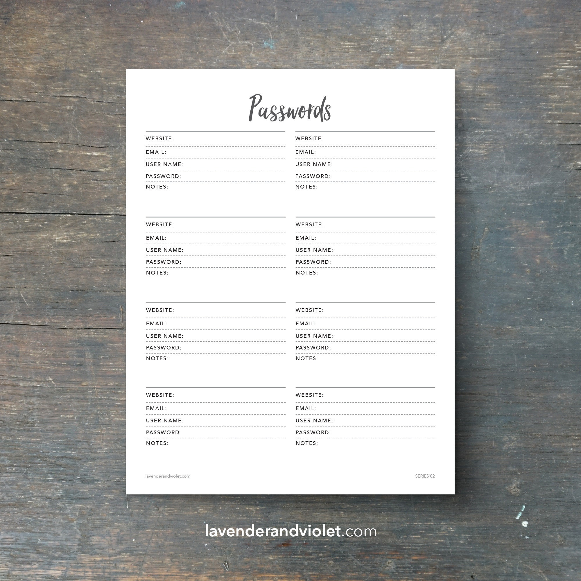 Passwords Printable PDF Print Pages as Needed Download for - Etsy