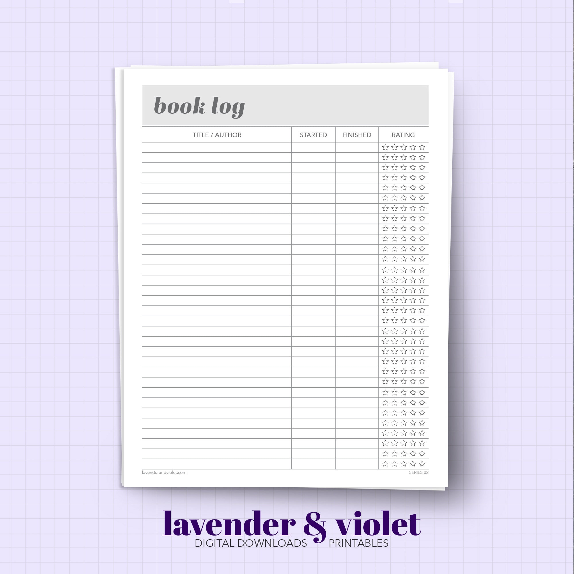 Book Log, Printable PDF, Track Your Reading and Rate Each Book, Book ...