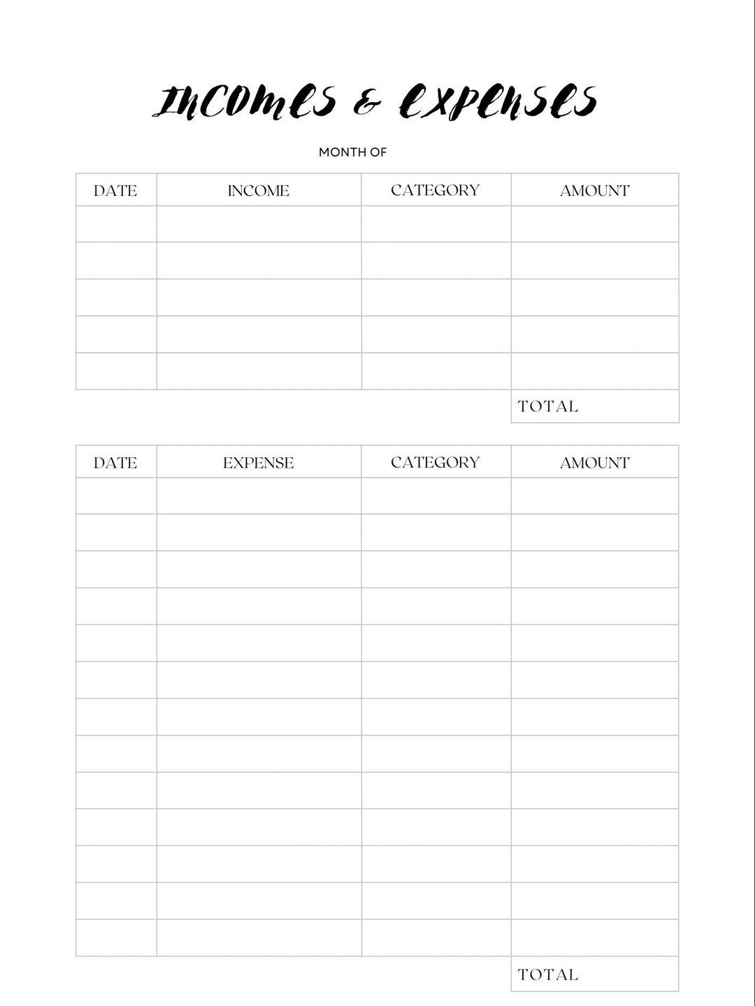 Income and Expense Form - Etsy