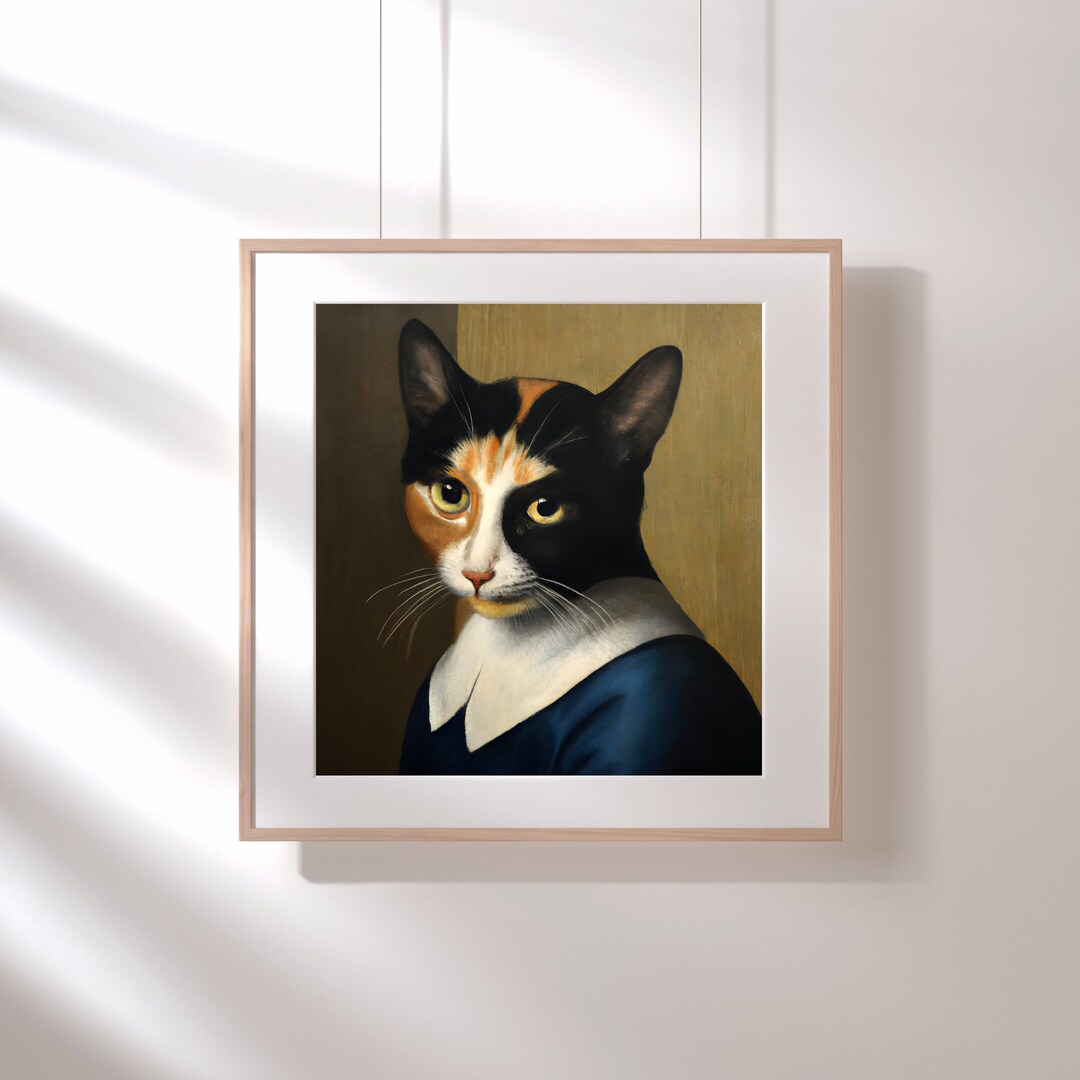 Whimsical Cat in a Robe Oil Painting Print - Dutch Baroque Style Art - Etsy