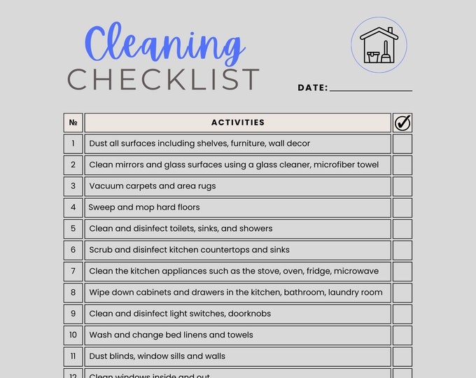 Digital Professional Cleaning Checklist for Beginners or Experienced ...