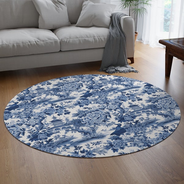 Blue Round Rug - Etsy