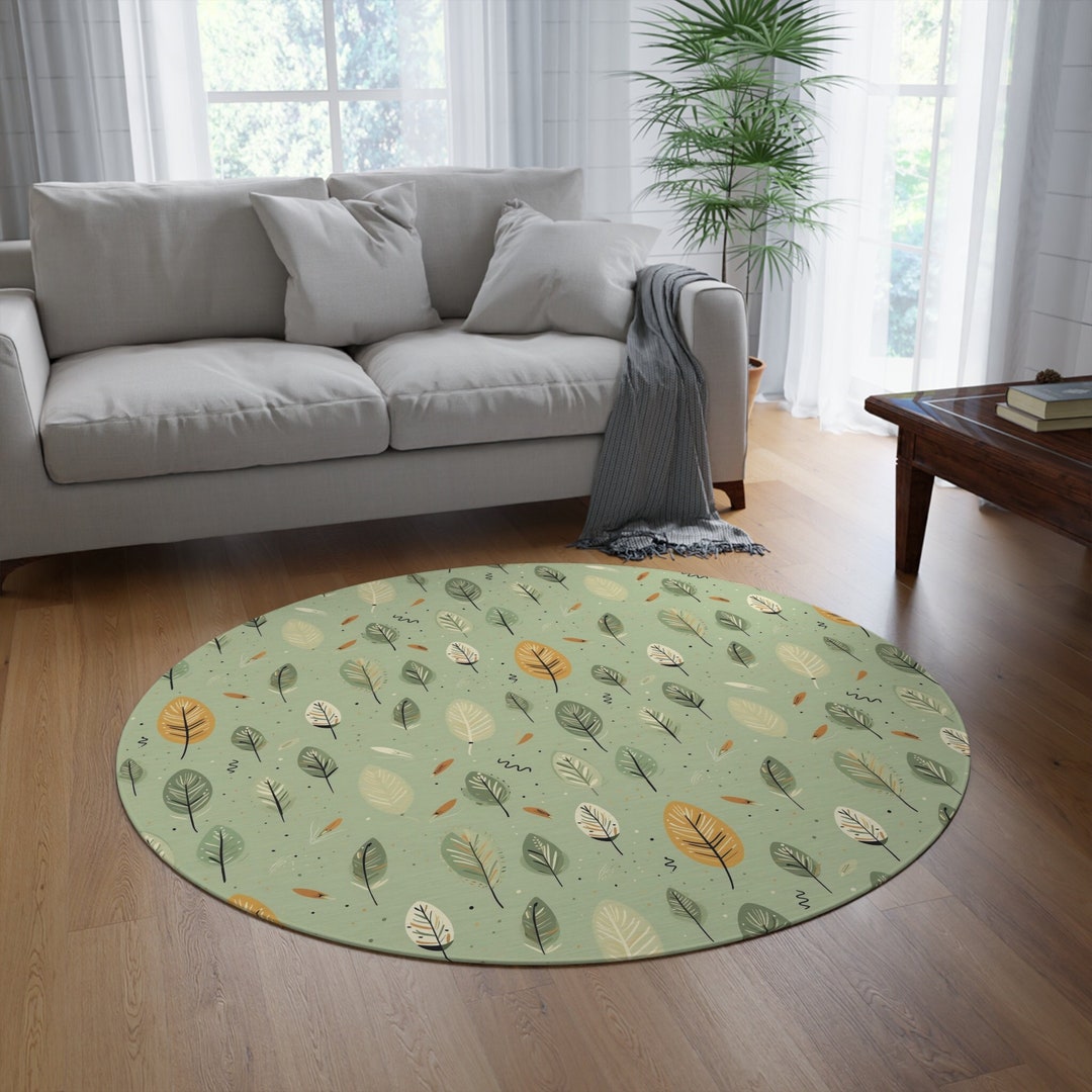 Sage Green Boho Floral Round Area Rug New Cottagecore Round Carpet for ...