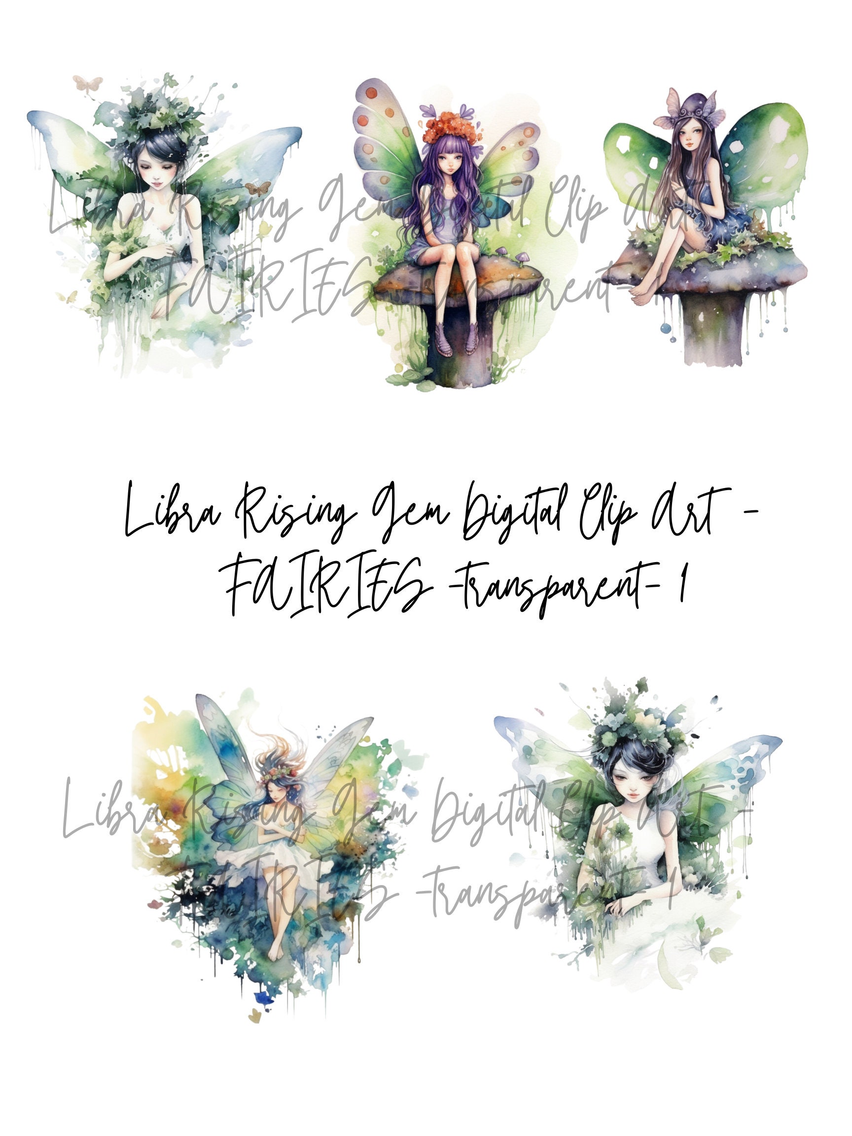 FAIRY Whimsical Watercolor Clip Art Garden Flower Spring - Etsy