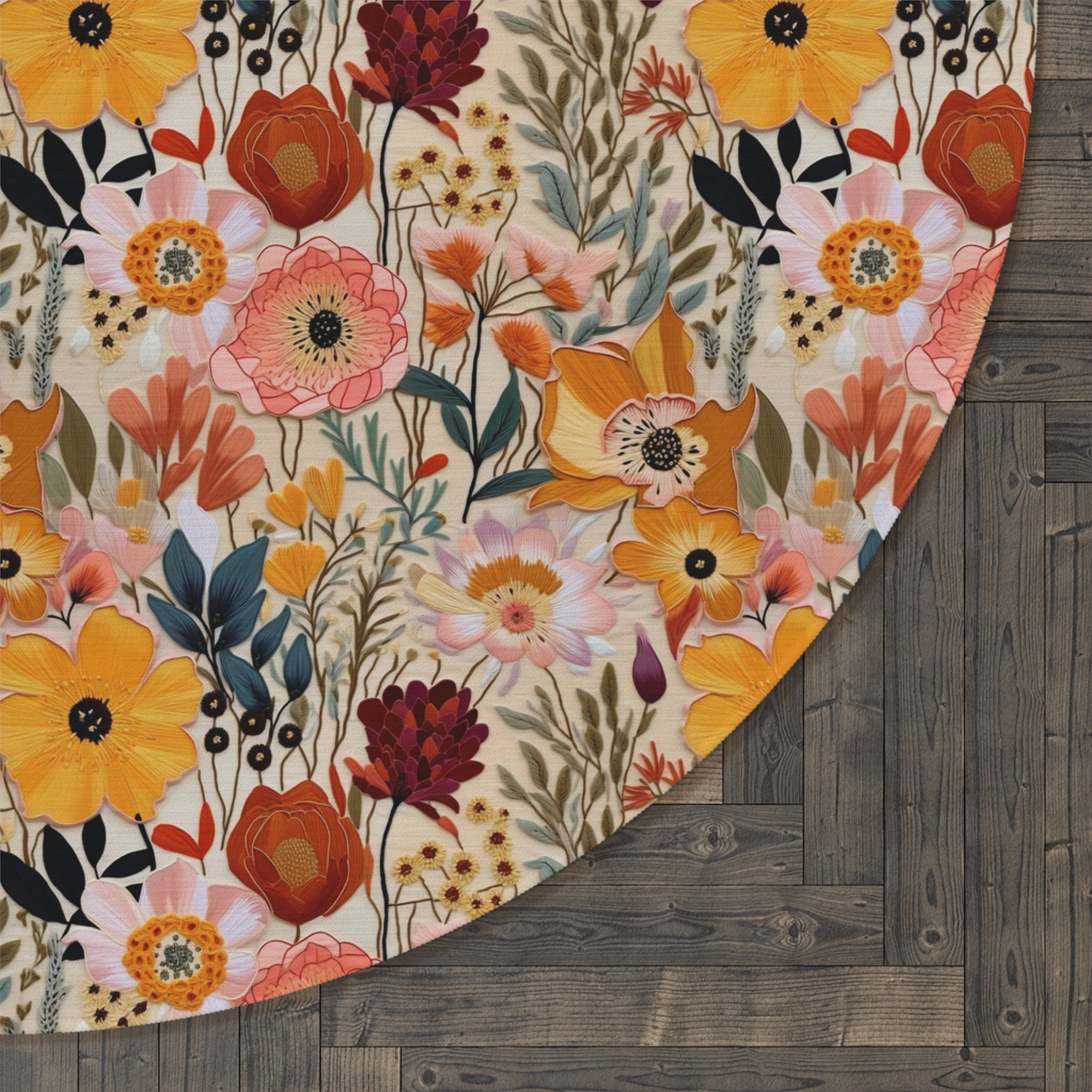 Cottagecore Round Area Rug Nursery Floral Round Carpet for - Etsy