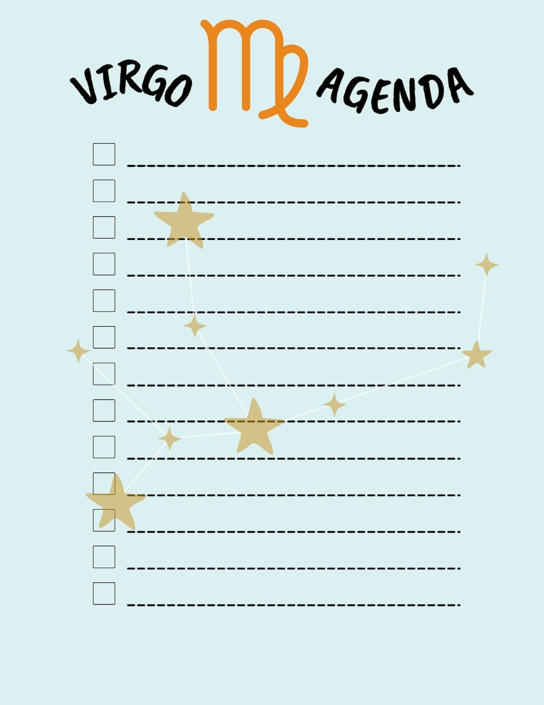 Zodiac Virgo Agenda Sheet Checklist To-do Planner - Etsy