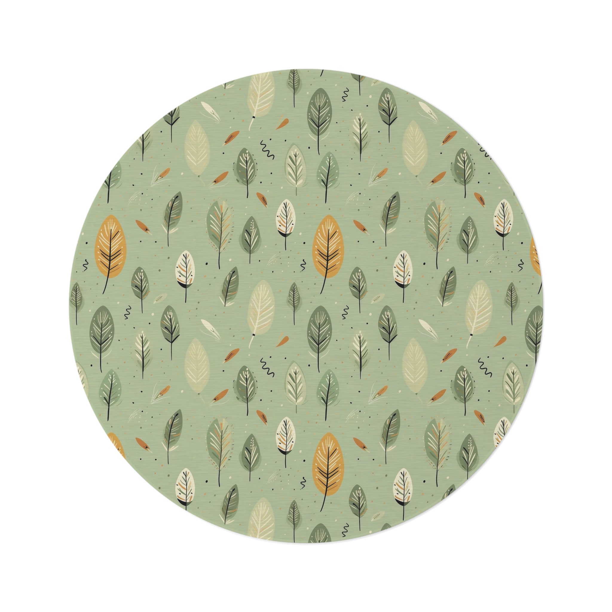 Sage Green Boho Floral Round Area Rug New Cottagecore Round Carpet for ...