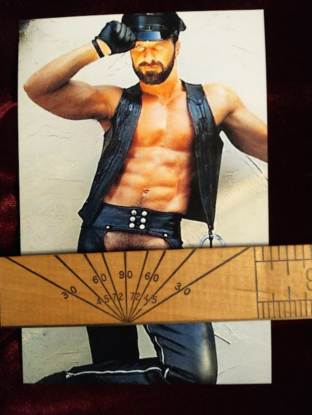 Photo Gay Int Handsome Leather Biker Moustache Bearded Hairy Chest Male Beefcake Guy Hunk - Etsy ...