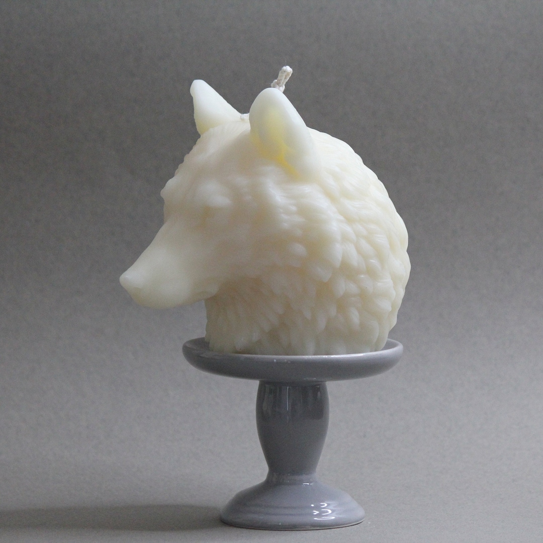 Wolf Head Candle Animal Candle Animal Lovers Shaped Candle Natural Soy ...