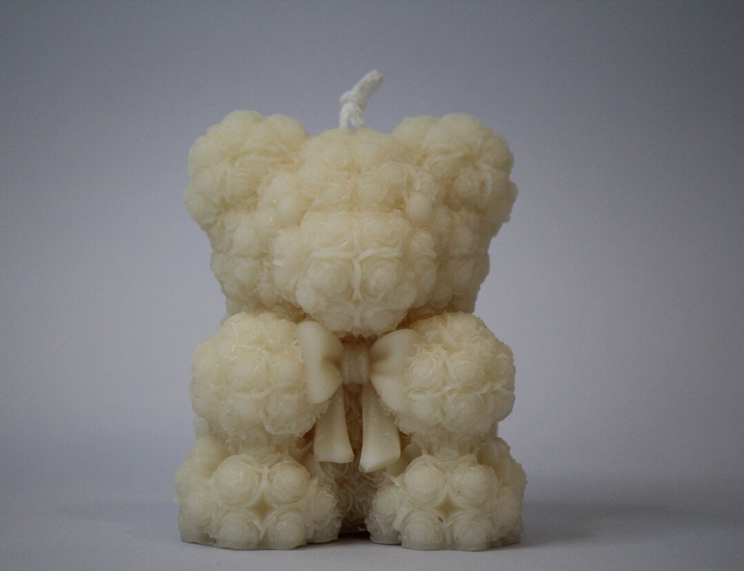 3D Rose Bear Teddy Bear Shaped Candle Soy Wax Handmade Birthday Gift ...