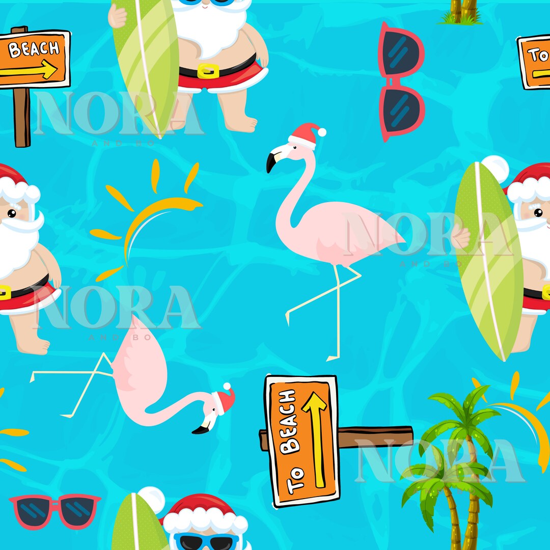 Digital Seamless File Seamless Beach Santa Beach Print - Etsy