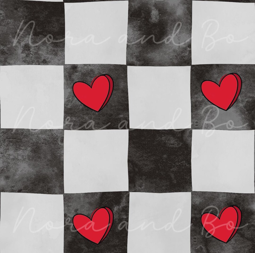 Heart Checker Print Seamless File | Valentines Design (PNG) - Etsy