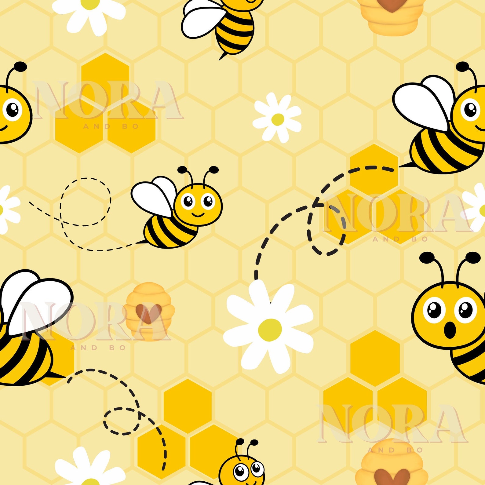 Digital Seamless File | Seamless Bee Pattern | Seamless Bee Design ...