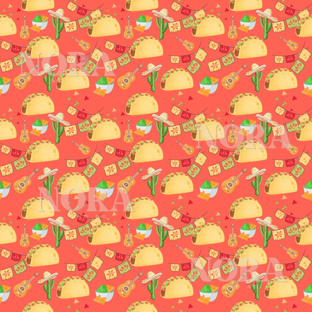 Digital Seamless File Taco Print Taco Tuesday Design Taco Seamless ...