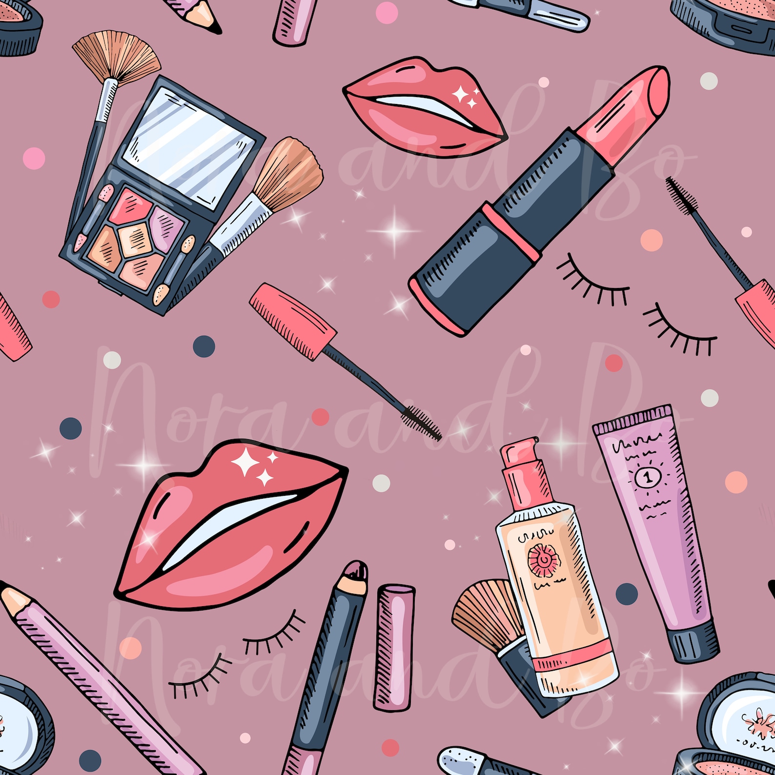 Makeup Seamless | Seamless Print | Salon Print | Makeup Print | Digital ...