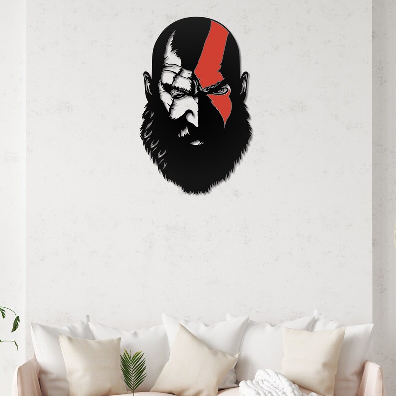 Kratos Metal Wall Decor, Laser Cut Metal Sign, Metal Poster, Metal Wall ...