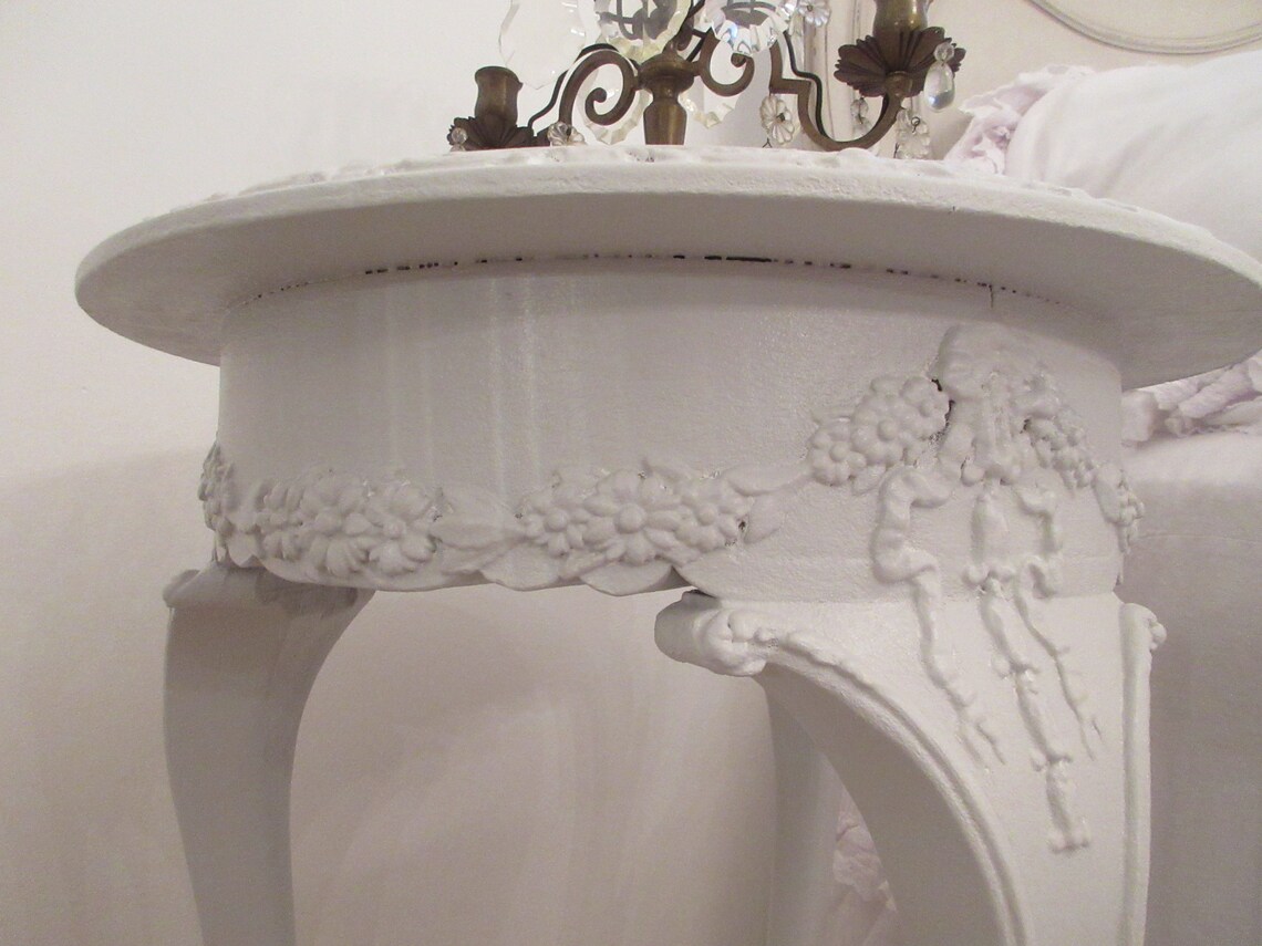 Antique French Barbola Ribbons Garlands Swags Painted Tableno FREE ...