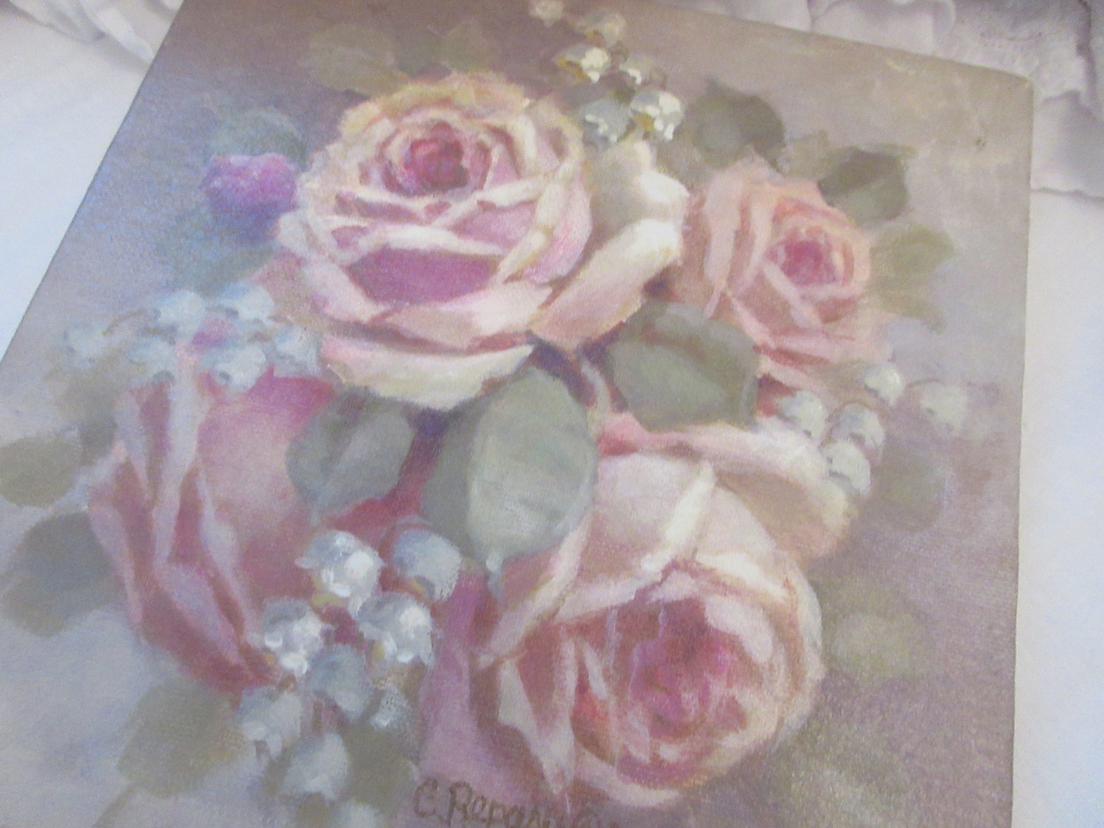 Christie Repasy Pink Roses Painting 2001 - Etsy